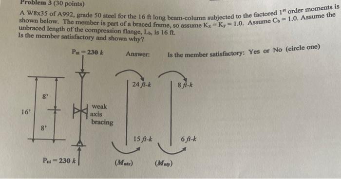 Solved A W8x35 of A 992 , grade 50 steel for the 16ft long | Chegg.com
