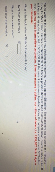 Solved Kimbo Widgets Inc. purchased new cloaking machinery | Chegg.com