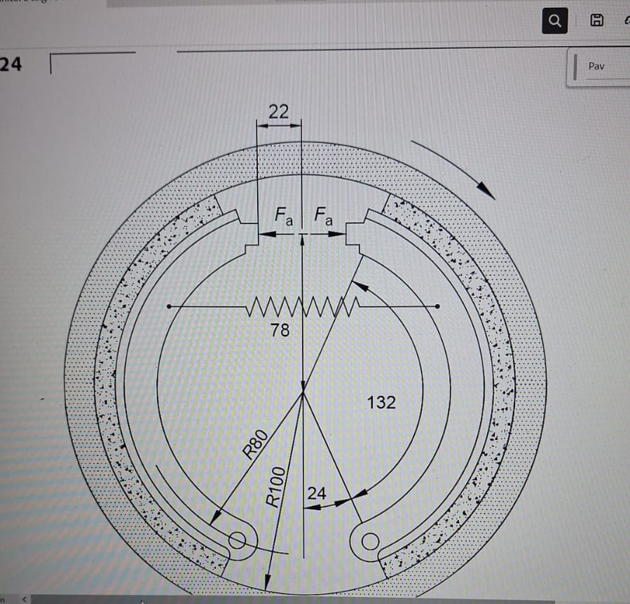 Solved A double long internal shoe brake as ﻿illustratedin | Chegg.com