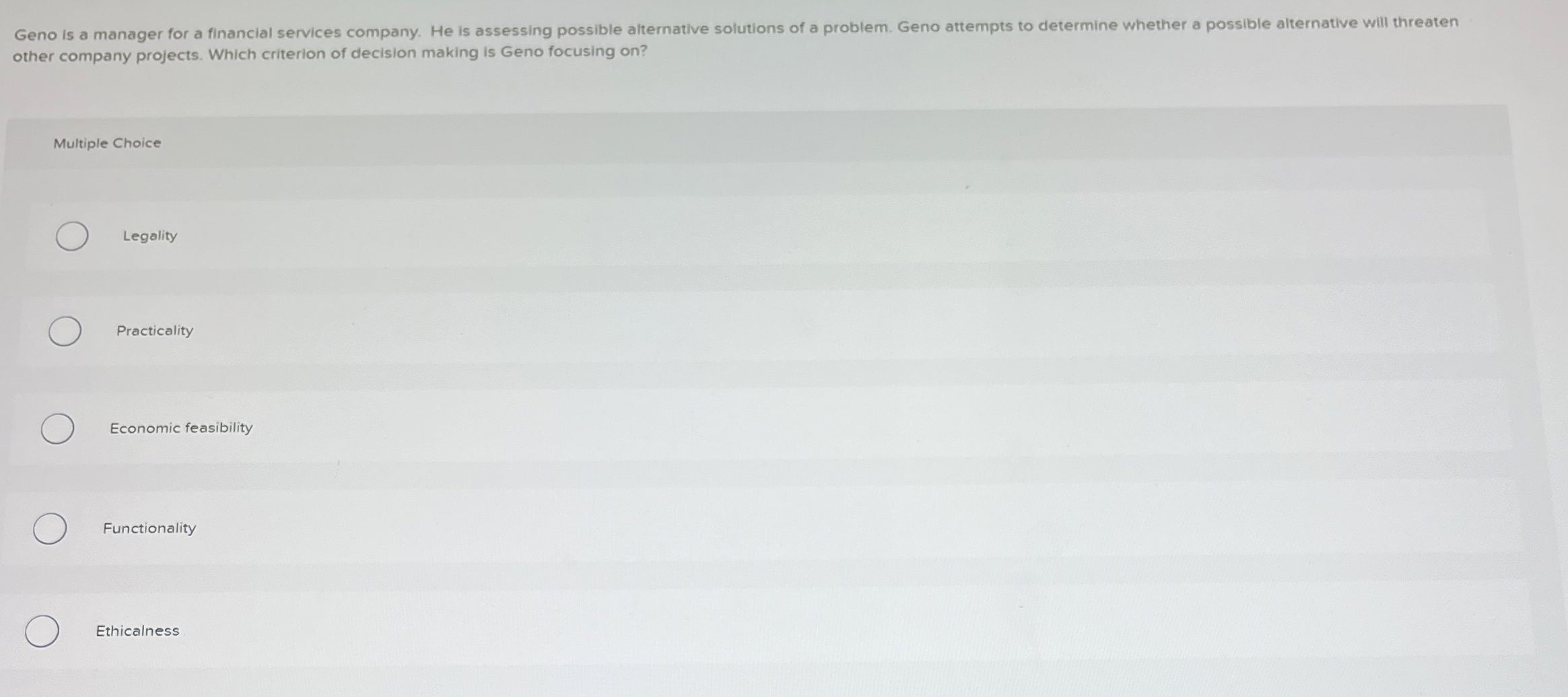 Solved Geno is a manager for a financial services company. | Chegg.com