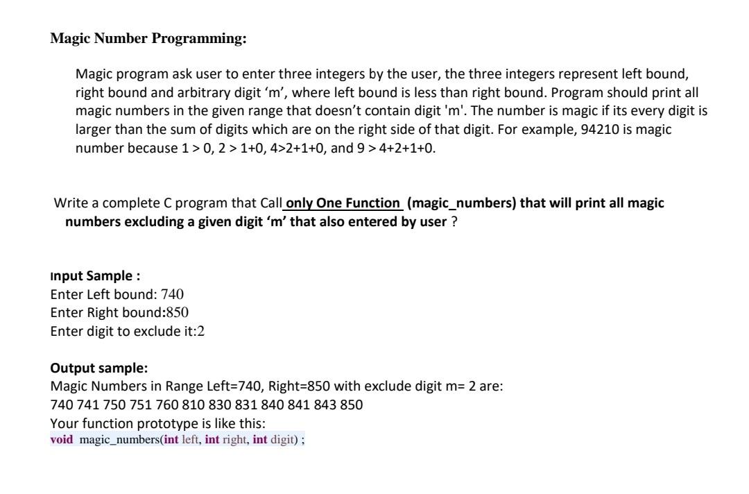 Solved Magic Number Programming: Magic program ask user to | Chegg.com