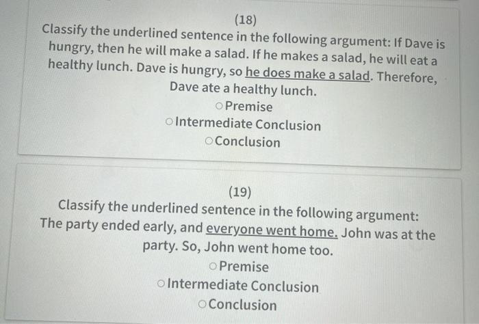 (16) Classify the underlined sentence in the | Chegg.com