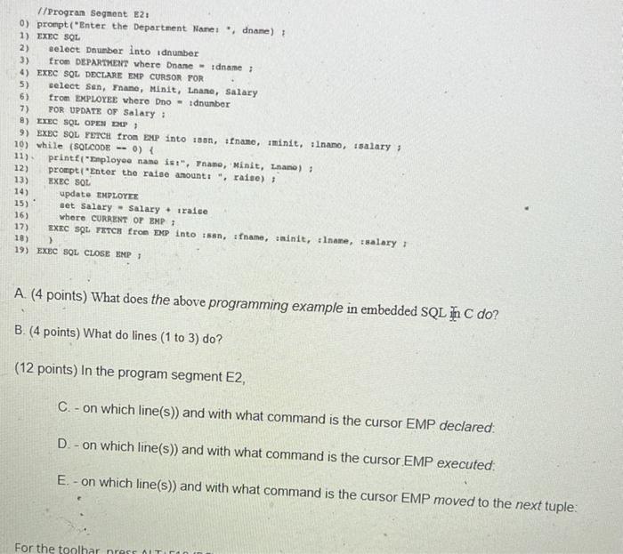 Solved //Progran Segrent g2: 0) prompt("Enter the Deportment | Chegg.com