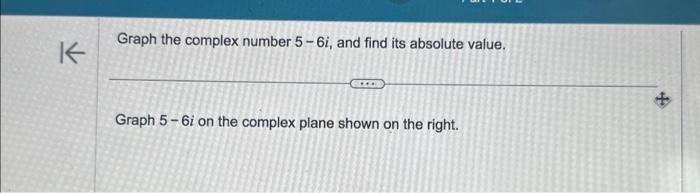 Solved Graph the complex number 5−6i, and find its absolute | Chegg.com