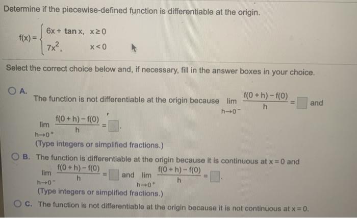 Solved Determine if the piecewise-defined function is | Chegg.com