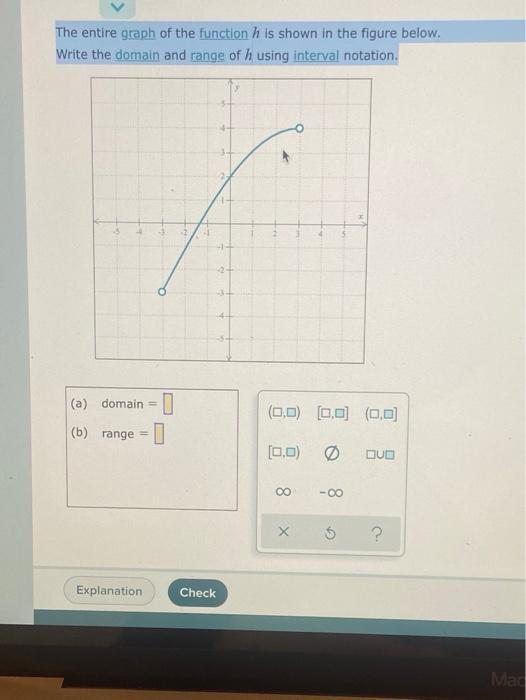 Solved The entire graph of the function h is shown in the | Chegg.com