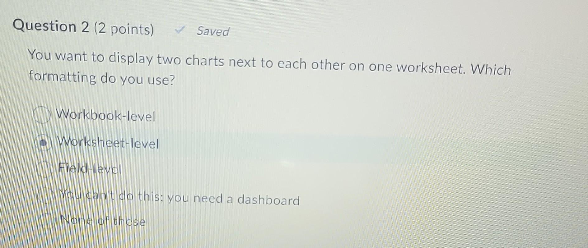 Solved You want to display two charts next to each other on | Chegg.com