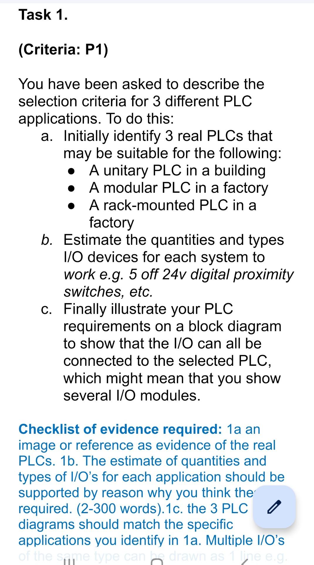 Task 1. (Criteria: P1) You have been asked to | Chegg.com