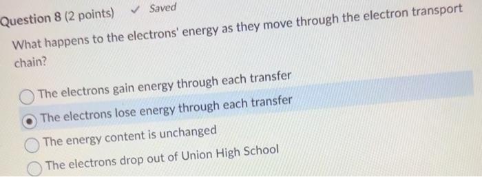 Solved Question 8 ( 2 points) Saved What happens to the | Chegg.com