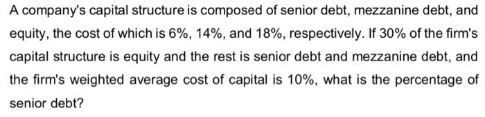 Solved A company's capital structure is composed of senior | Chegg.com