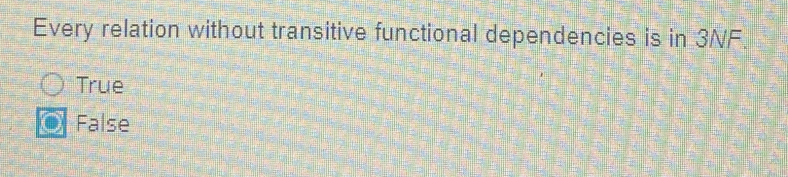 Solved Every relation without transitive functional | Chegg.com