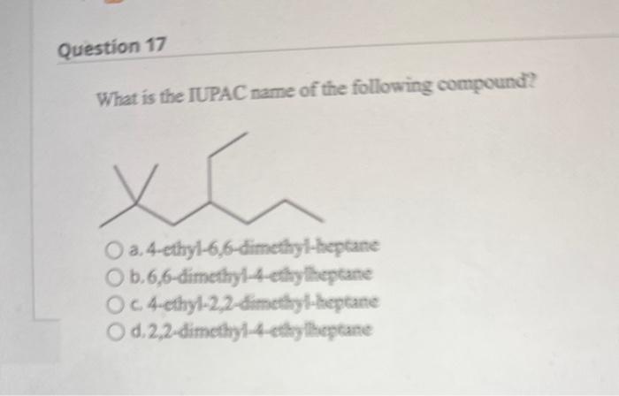 Solved What is the IUPAC name of the following compound? | Chegg.com