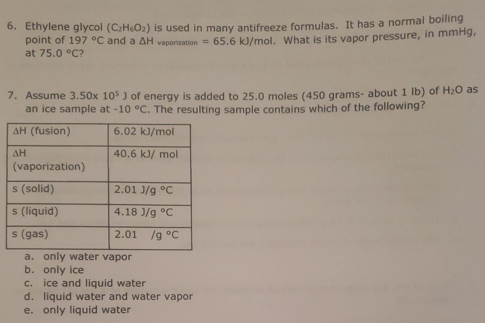 Solved 6. Ethylene glycol (C2H602) is used in many | Chegg.com