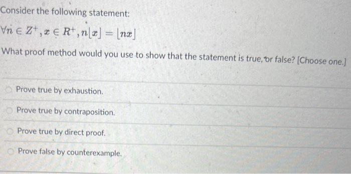 Solved Consider the following statement: | Chegg.com
