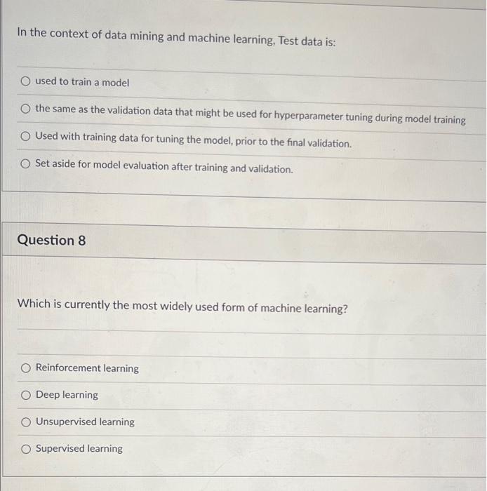 Solved In the context of data mining and machine learning, | Chegg.com
