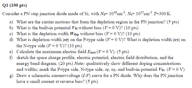 Solved Consider a PN ﻿step junction diode made of Si , ﻿with | Chegg.com