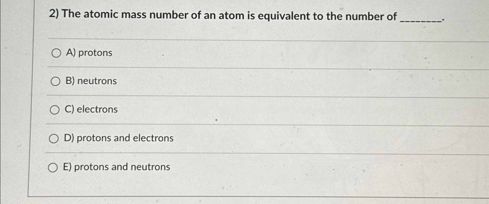 Solved The atomic mass number of an atom is equivalent to | Chegg.com