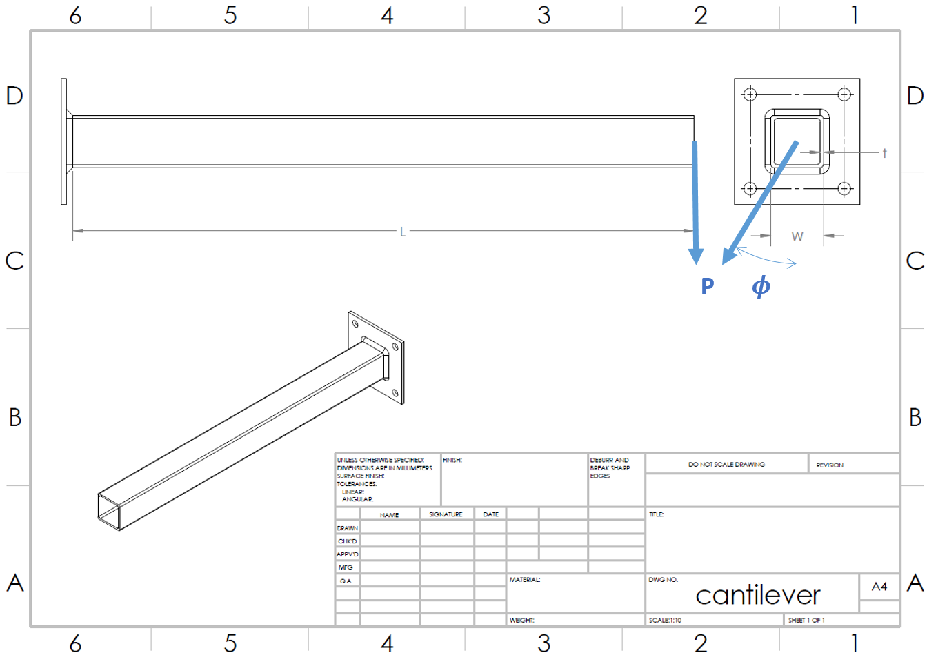 Solved A square hollow section (SHS) ﻿is bolted to a wall | Chegg.com