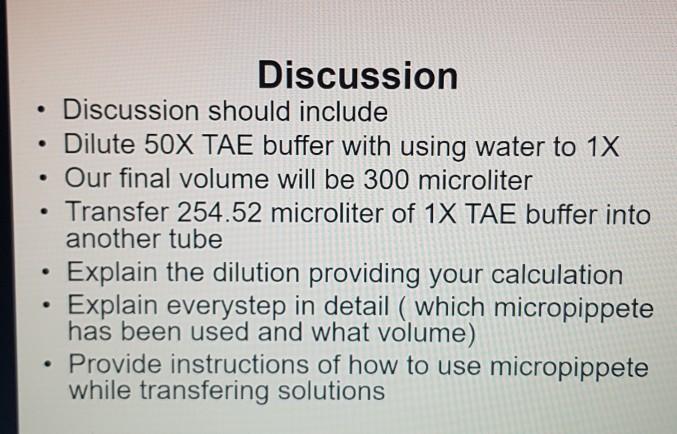 Solved . . Discussion Discussion should include Dilute 50X | Chegg.com