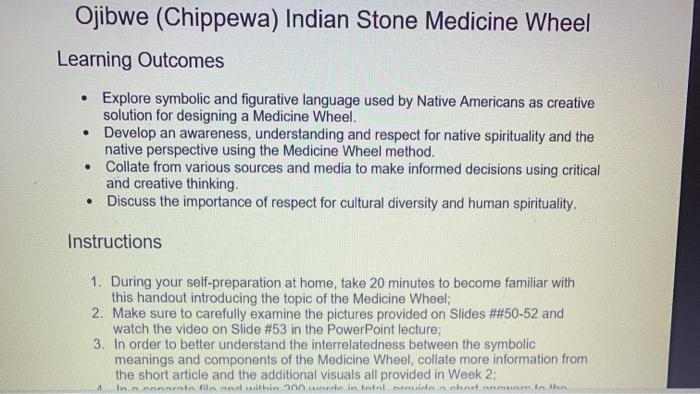 Ojibwe (Chippewa) Indian Stone Medicine Wheel | Chegg.com