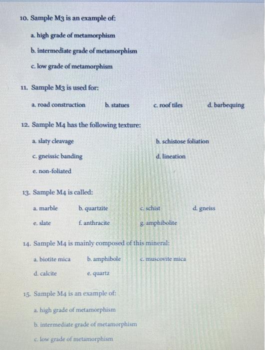 Solved 11.4 LAB EXERCISE Part A - Metamorphic Rock | Chegg.com