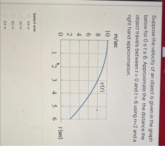 Solved Suppose The Velocity Of An Object Is Given In The