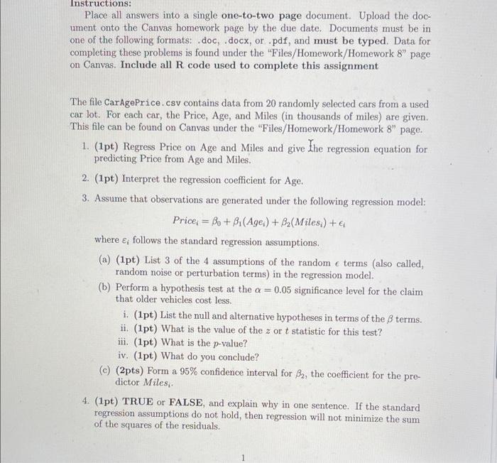 Solved Instructions: Place all answers into a single | Chegg.com