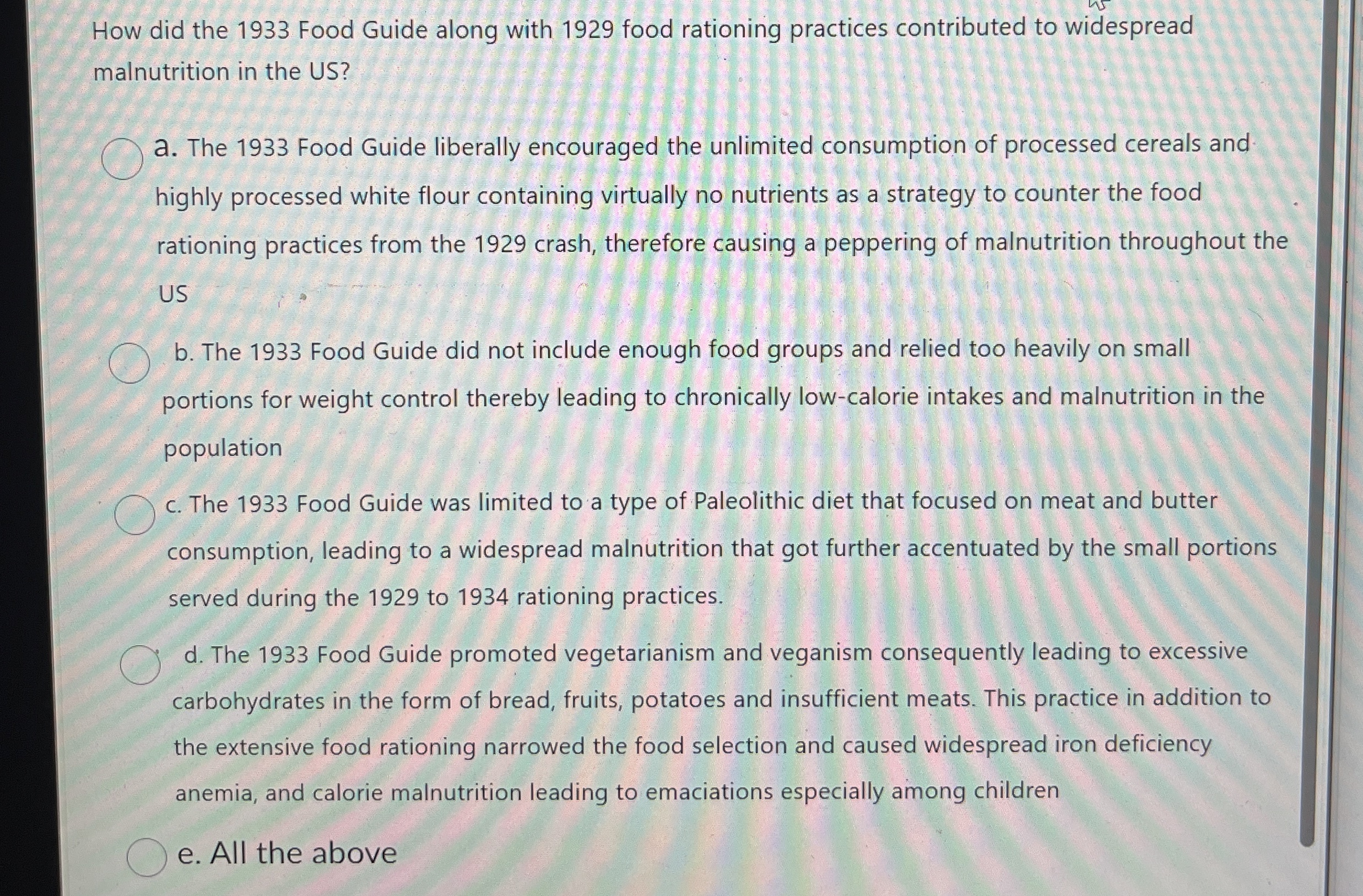 Solved How did the 1933 ﻿Food Guide along with 1929 ﻿food | Chegg.com