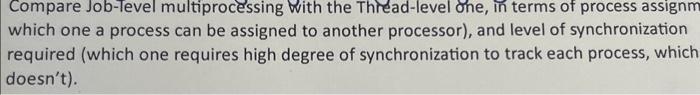 Compare Job-level multiprocessing with the | Chegg.com