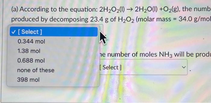 (a) According to the equation: 2H2O2(l)→2H2O(l)+O2( | Chegg.com