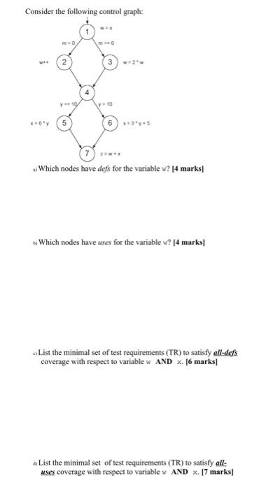 Solved Consider the following control graph: a) Which nodes | Chegg.com