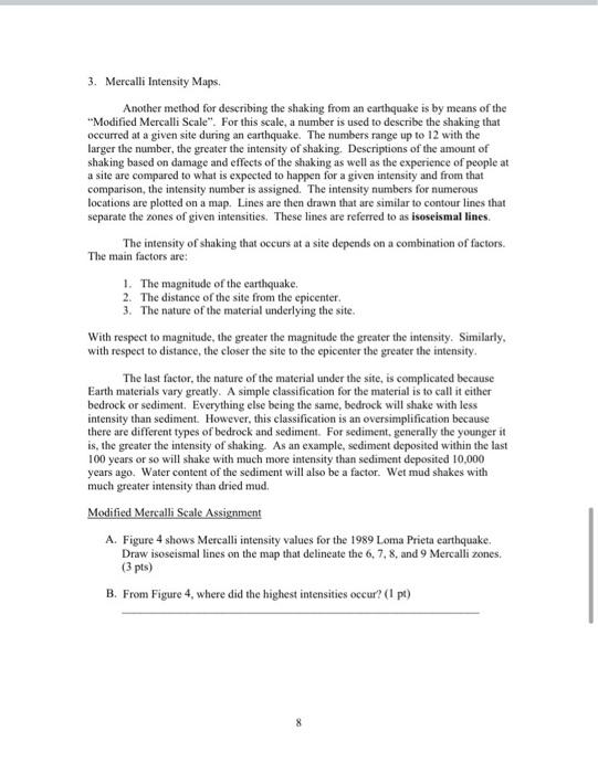 Solved 3. Mercalli Intensity Maps. Another method for | Chegg.com