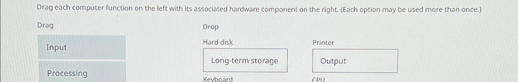 Solved Drag each computer function on the left with its | Chegg.com