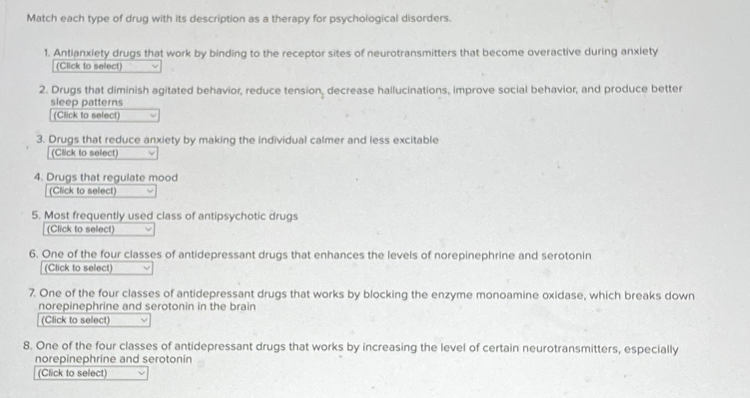 Solved Match each type of drug with its description as a | Chegg.com