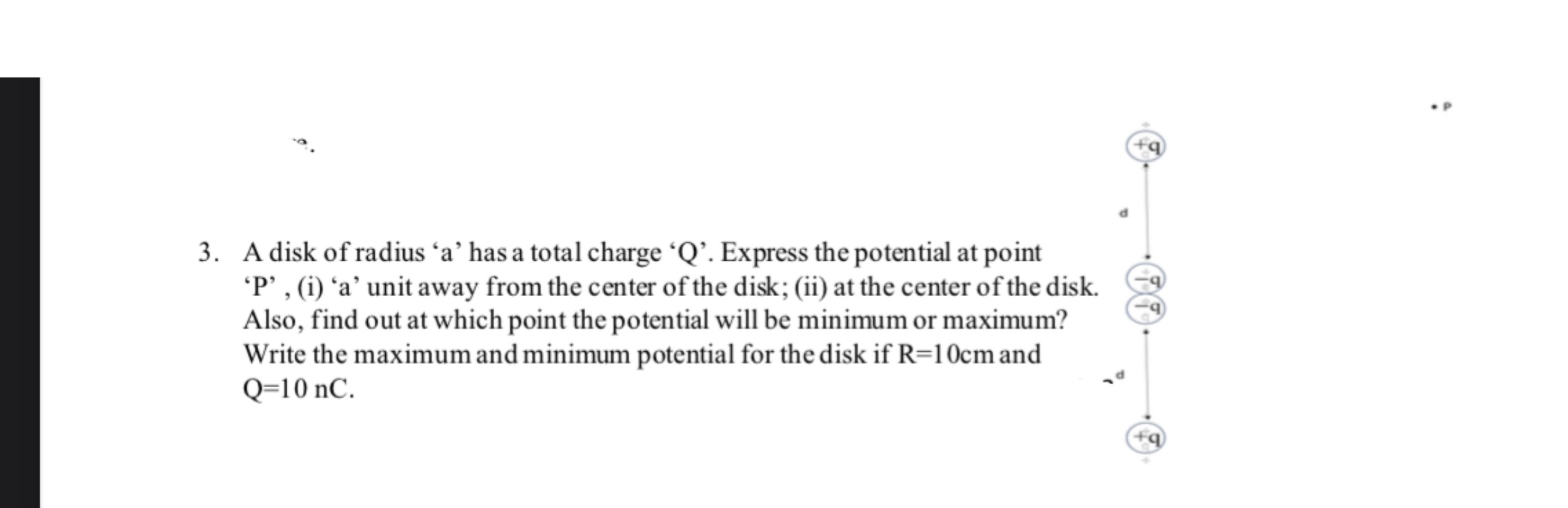 Solved A disk of radius ' a ' ﻿has a total charge ' Q '. | Chegg.com
