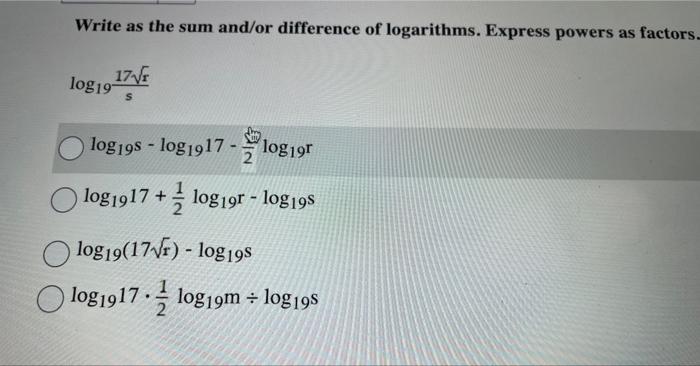 Solved Write As The Sum And Or Difference Of Logarithms