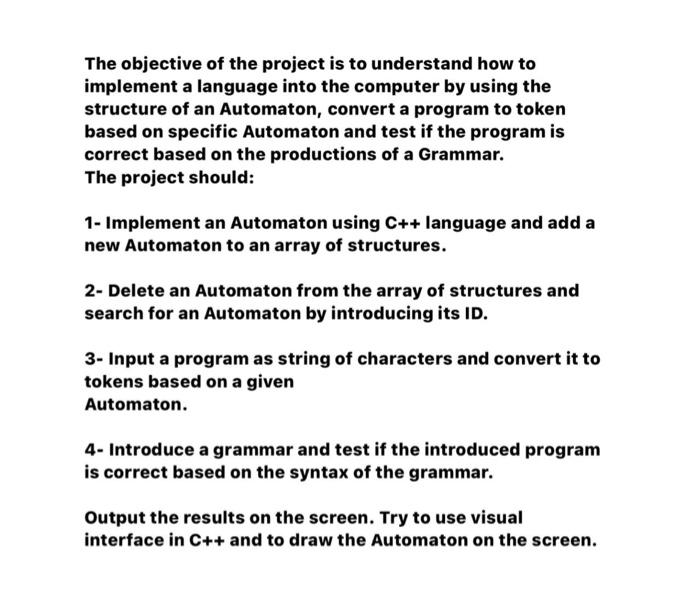 Solved The objective of the project is to understand how to | Chegg.com
