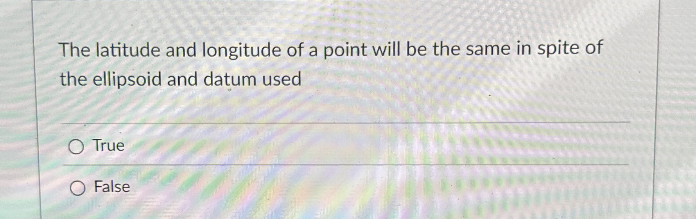 Solved The latitude and longitude of a point will be the | Chegg.com