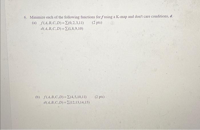 Solved 6. Minimize each of the following functions for f | Chegg.com