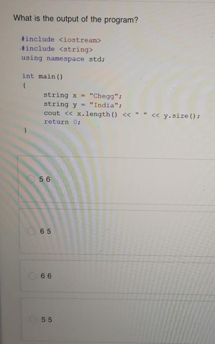 Solved What is the output of the program?linclude | Chegg.com
