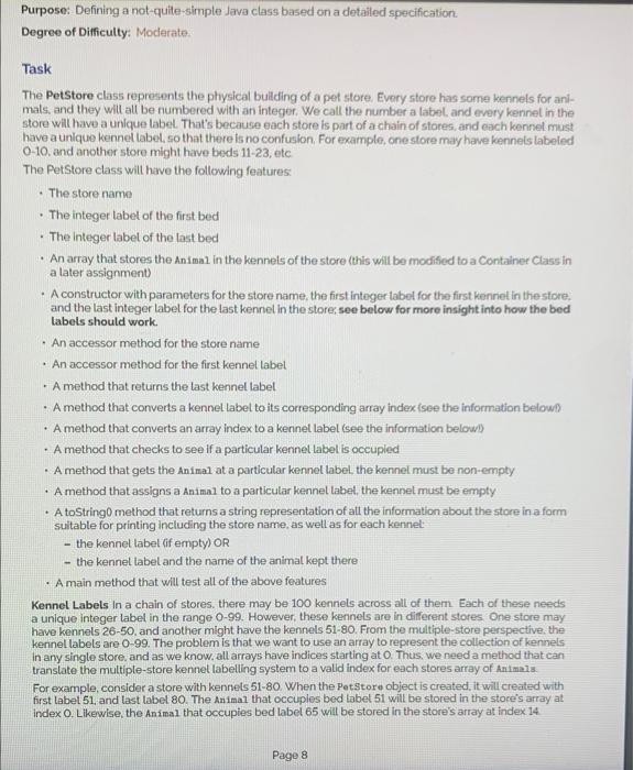 Solved Purpose: Defining a not-quile-simple Java class based | Chegg.com