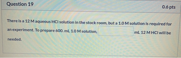 Solved There is a 12 M aqueous HCl solution in the stock | Chegg.com