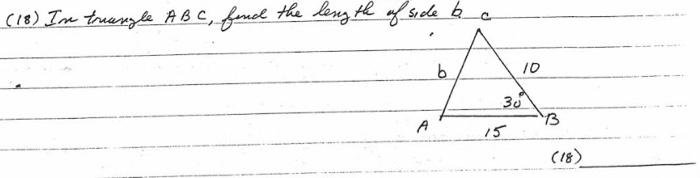 Solved (18) In truangle ABC, find the length of side b.c | Chegg.com