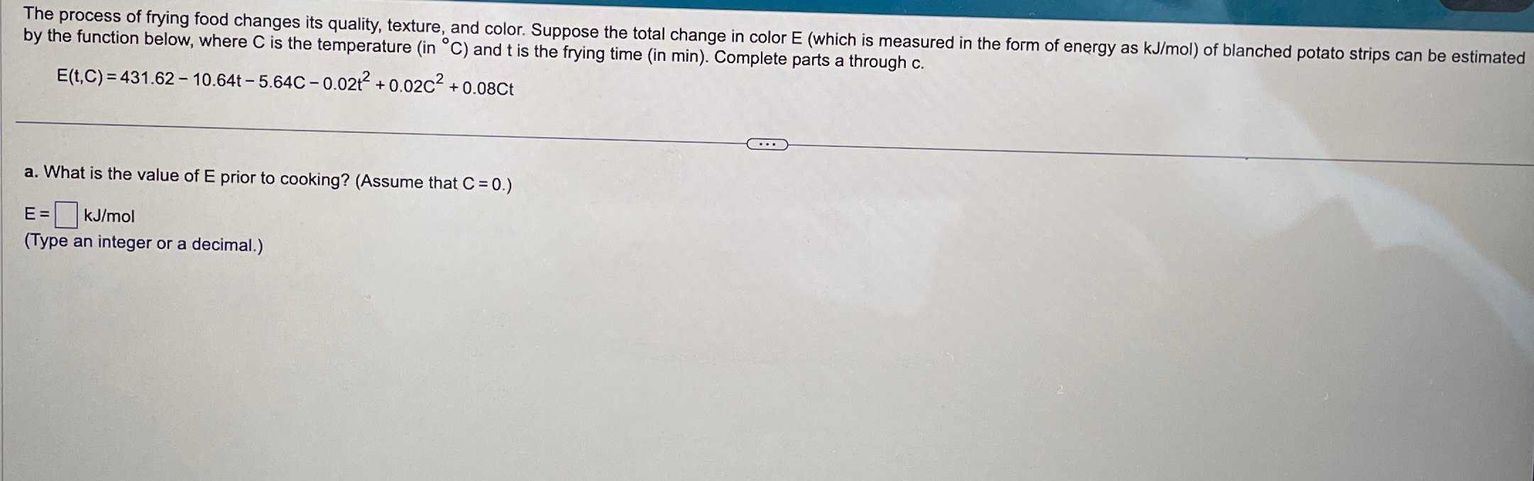Solved The process of frying food changes its quality, | Chegg.com