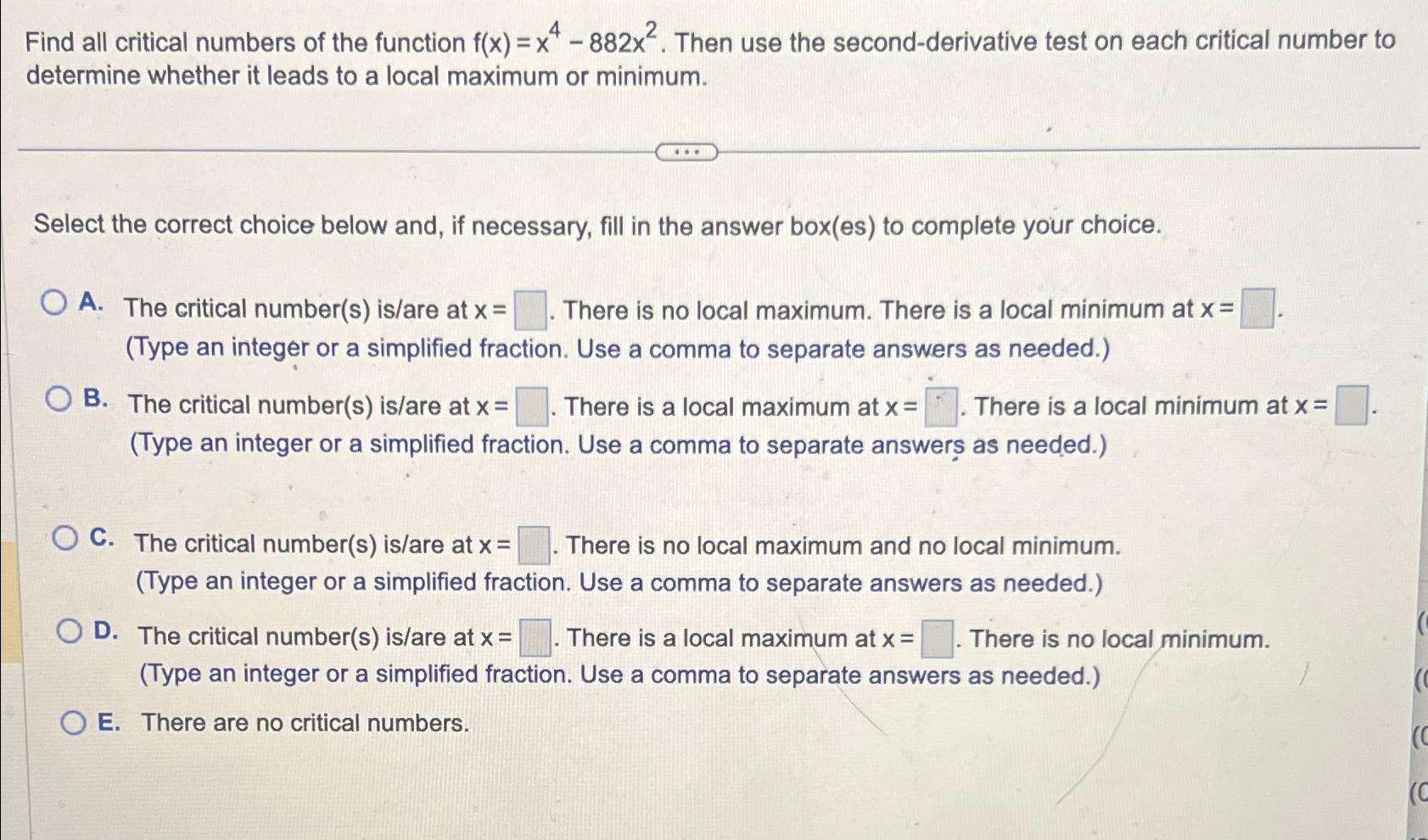 Solved Find all critical numbers of the function | Chegg.com
