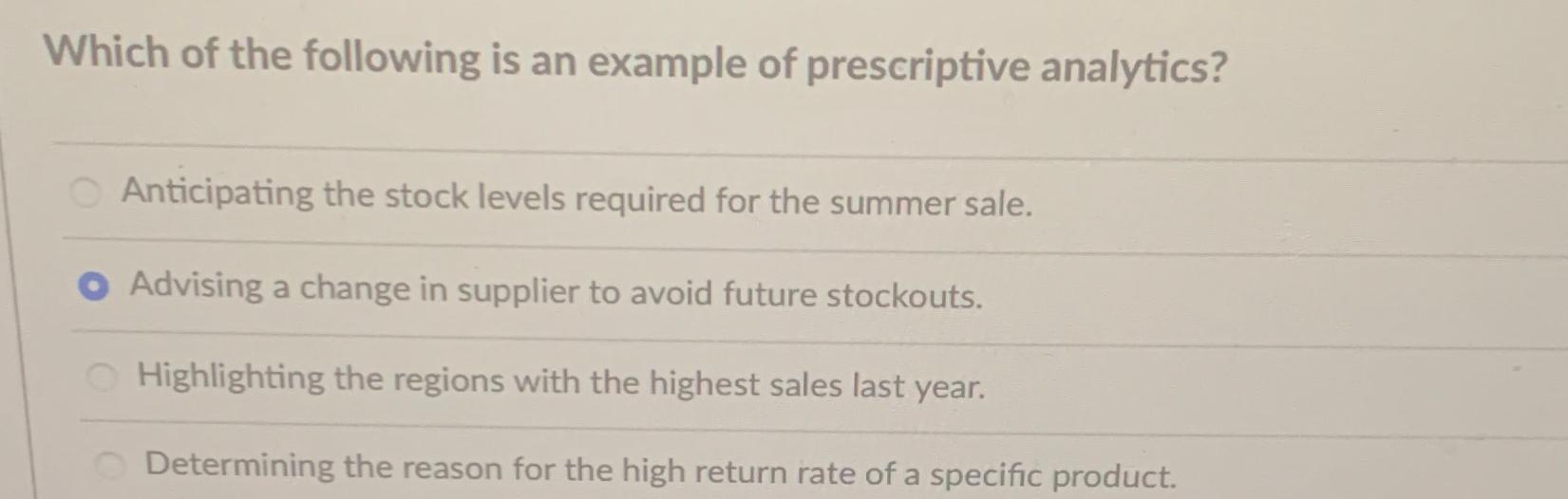 Solved Which Of The Following Is An Example Of Prescriptive