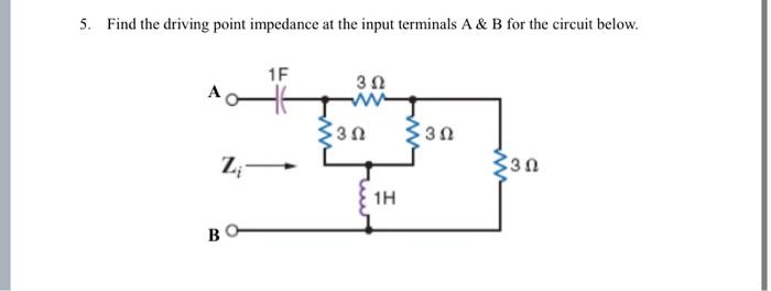 Solved 5. Find the driving point impedance at the input | Chegg.com