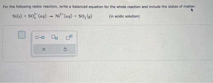 Solved For the following redox reaction, write a balanced | Chegg.com