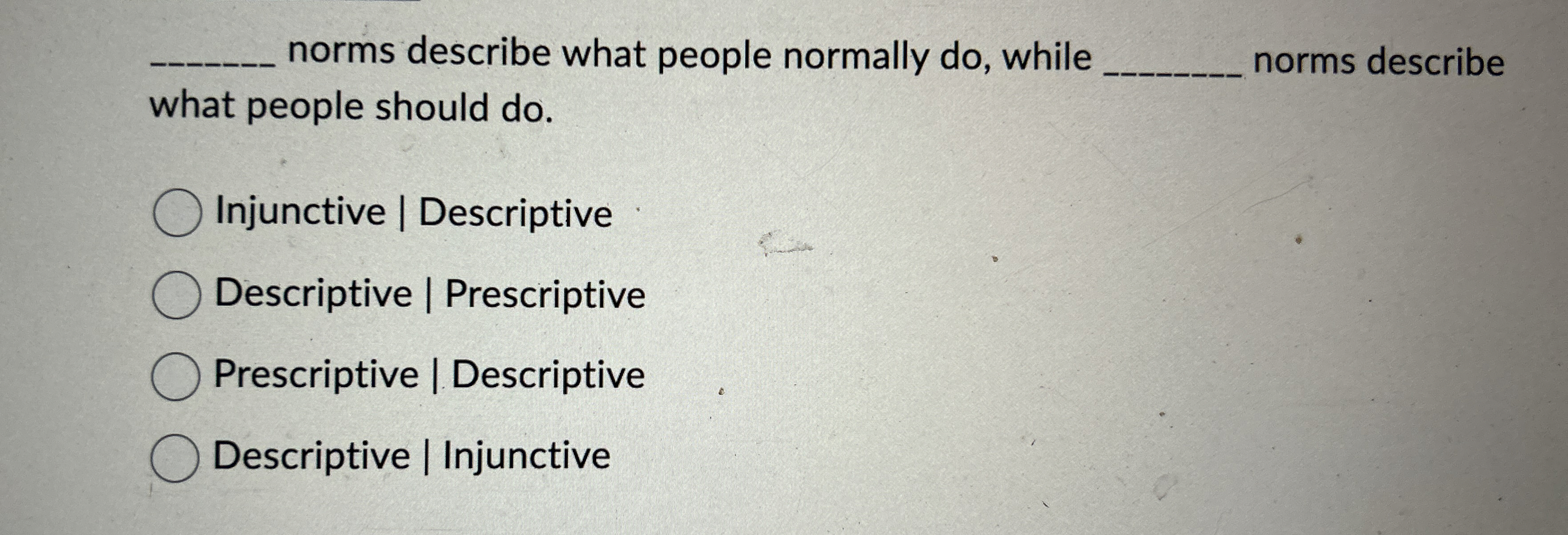 Solved norms describe what people normally do, ﻿while | Chegg.com