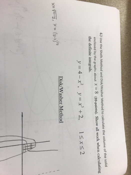Solved 4.) Use the Shells Method and Disk/Washer Method to | Chegg.com